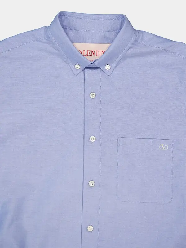 Valentino Garavani Sky Vlogo Embroidered Cotton Shirt