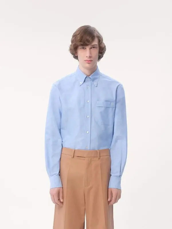 Valentino Garavani Sky Vlogo Embroidered Cotton Shirt - Blue