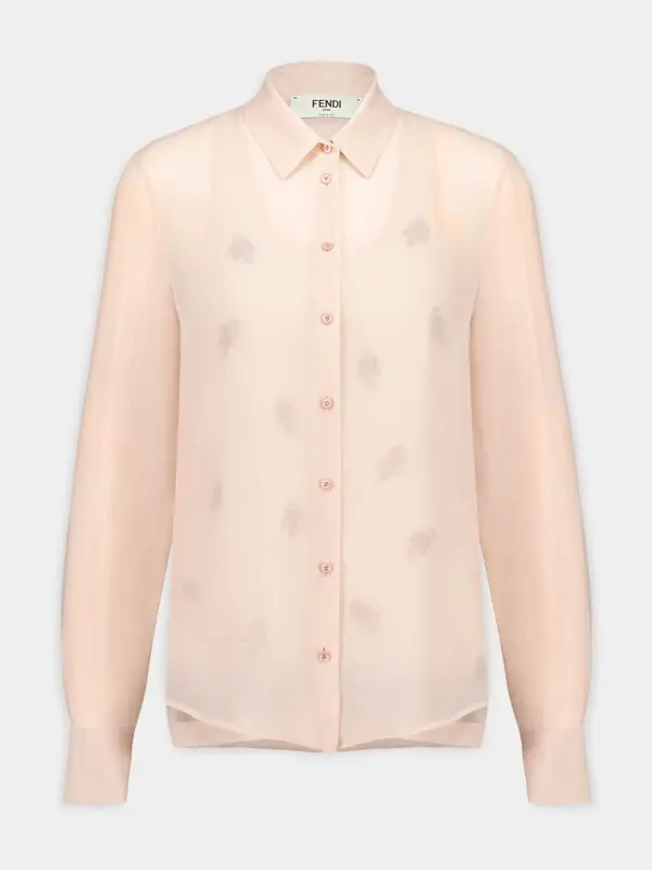 Fendi Embroidered Silk Georgette Top - Pink