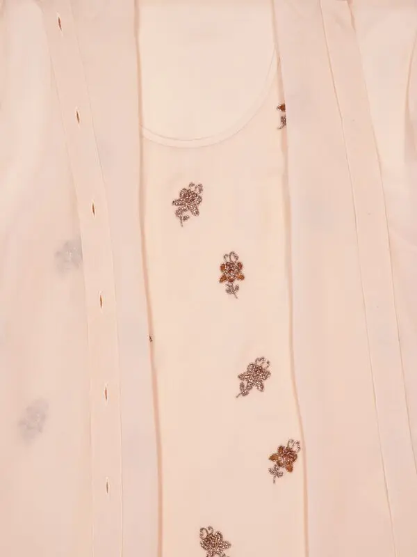 Fendi Embroidered Silk Georgette Top - Pink