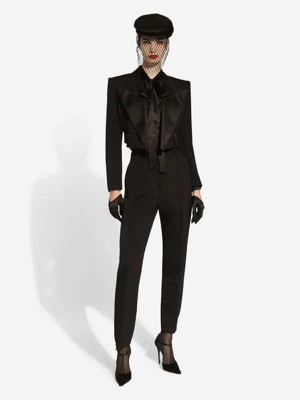 Dolce & Gabbana Tailored Wool Gabardine Tuxedo Pants