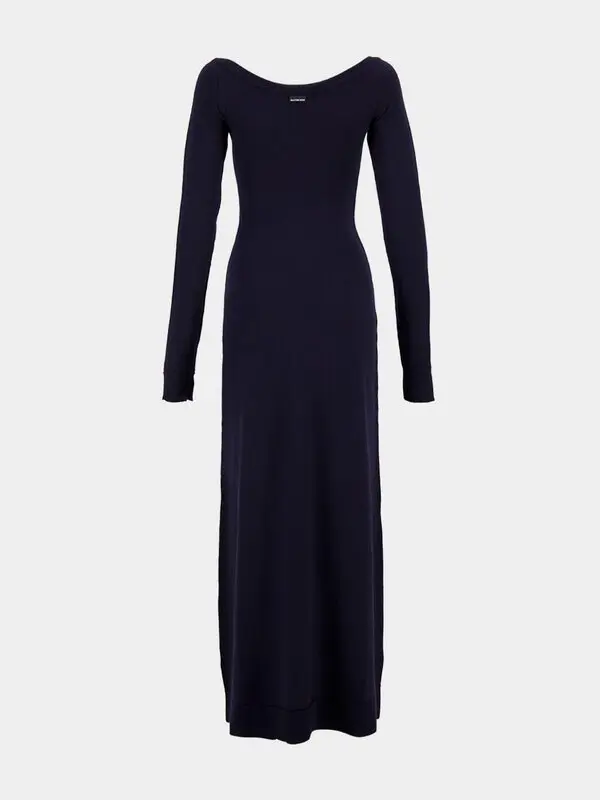 Balenciaga Dark Off Shoulder V-neck Dress - Blue
