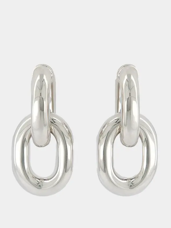 Rabanne Xl Link Double Hoop Earrings - Silver