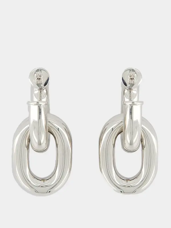 Rabanne Xl Link Double Hoop Earrings - Silver