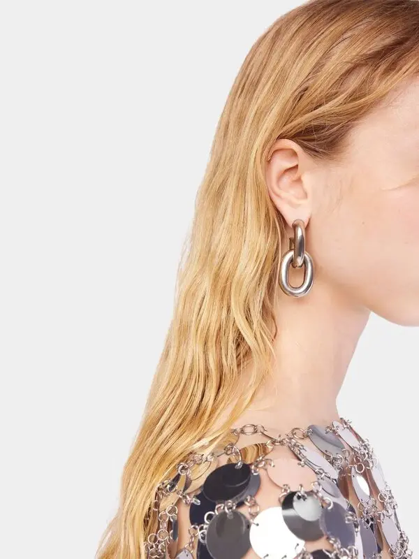 Rabanne Xl Link Double Hoop Earrings - Silver