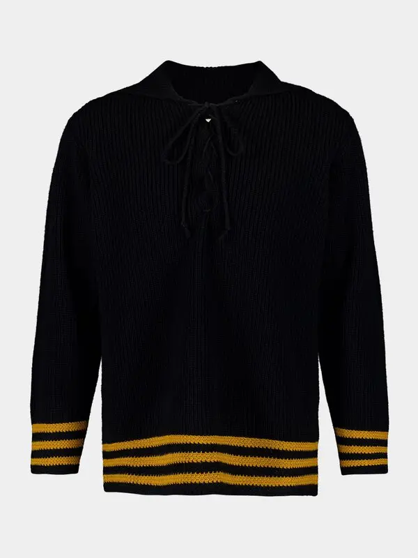 BODE Deck Stripe Wool Sweater - Black