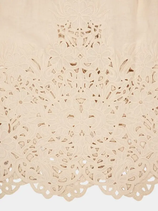 Zimmermann Embroidered Linen Midi Skirt - Cream