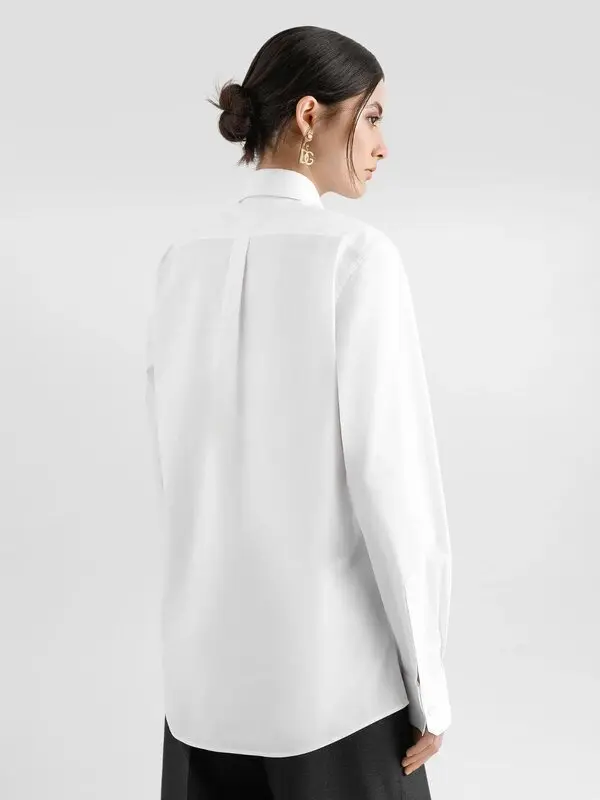 Dolce & Gabbana Cotton Poplin Shirt With Lace Inlay - White