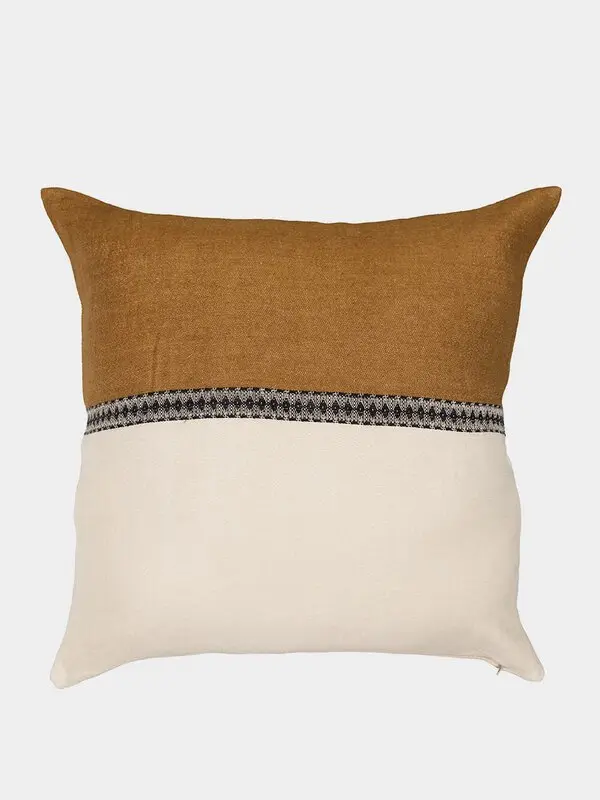 Libeco Linen Cushion Cover With Contrast Design - Multicolour
