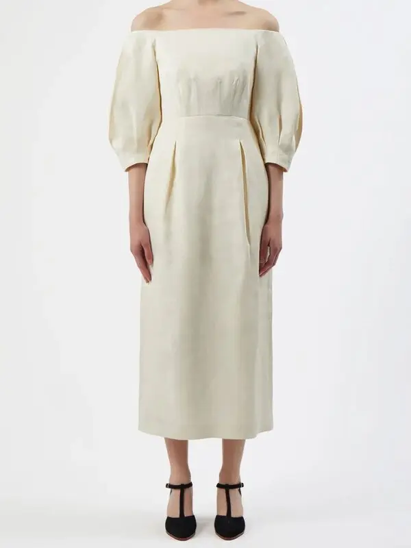 Gabriela Hearst Majano Linen Midi Dress - Cream