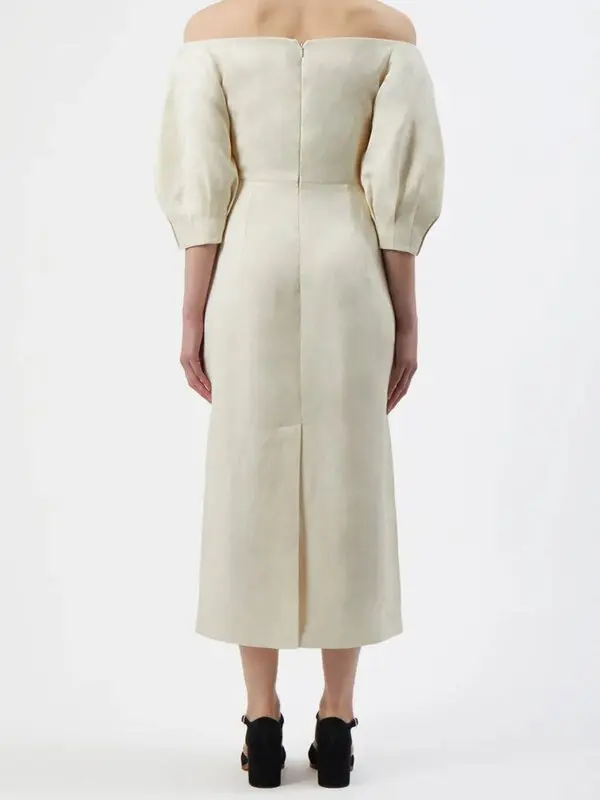 Gabriela Hearst Majano Linen Midi Dress - Cream