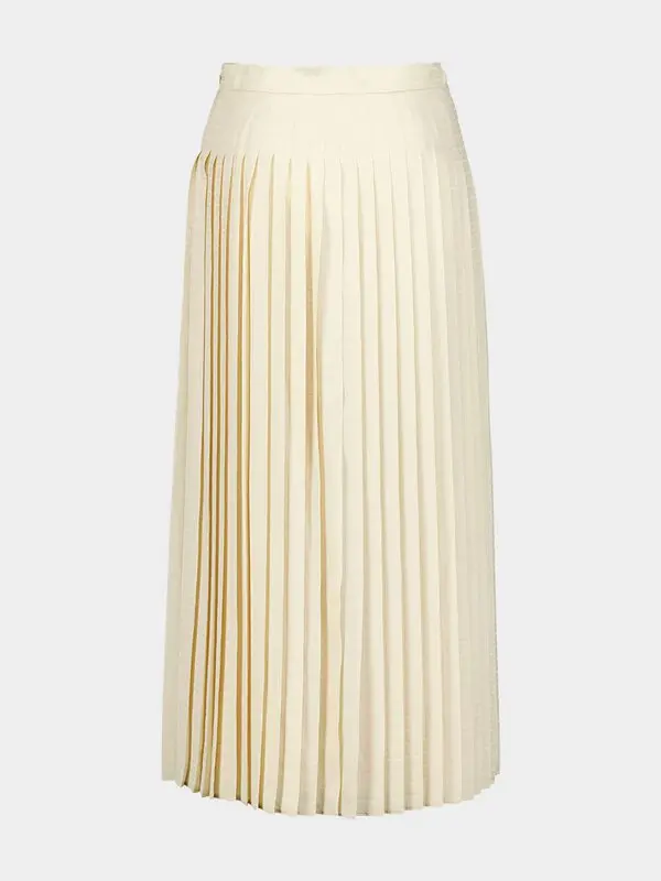 Prada Logo-jacquard Silk Pleated Skirt - Cream