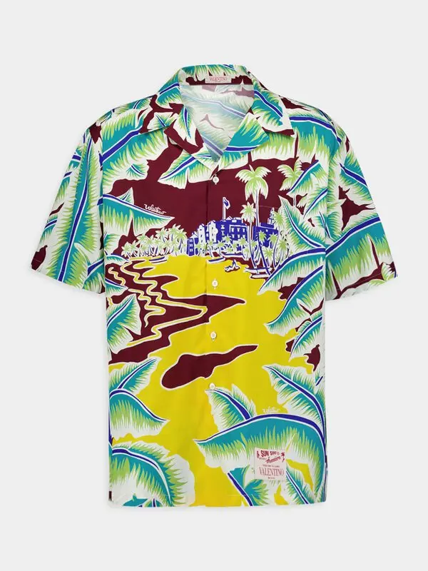 Valentino Garavani Surf Rider-print Short-sleeve Shirt - Multicolour