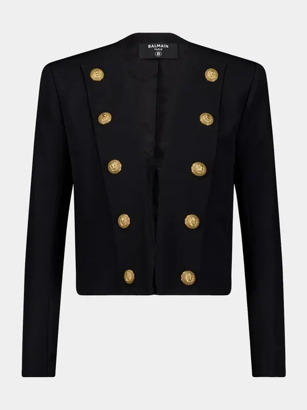 Balmain Fitted Wool Jacket - Black