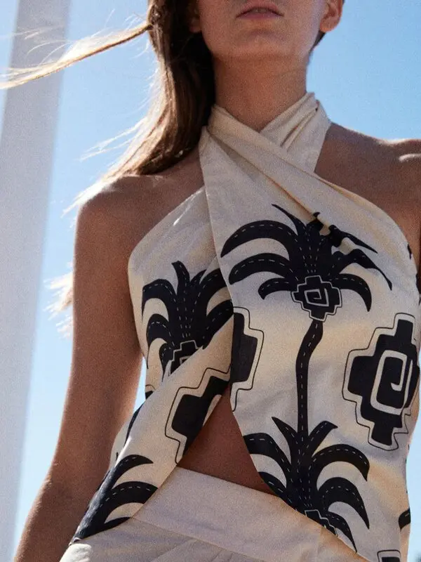 Johanna Ortiz Imagery Palm Print Halterneck Top - Multicolour
