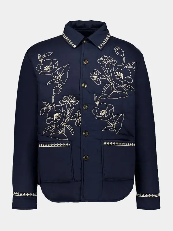 BAZISZT Cotton Jacket With Floral Embroidery