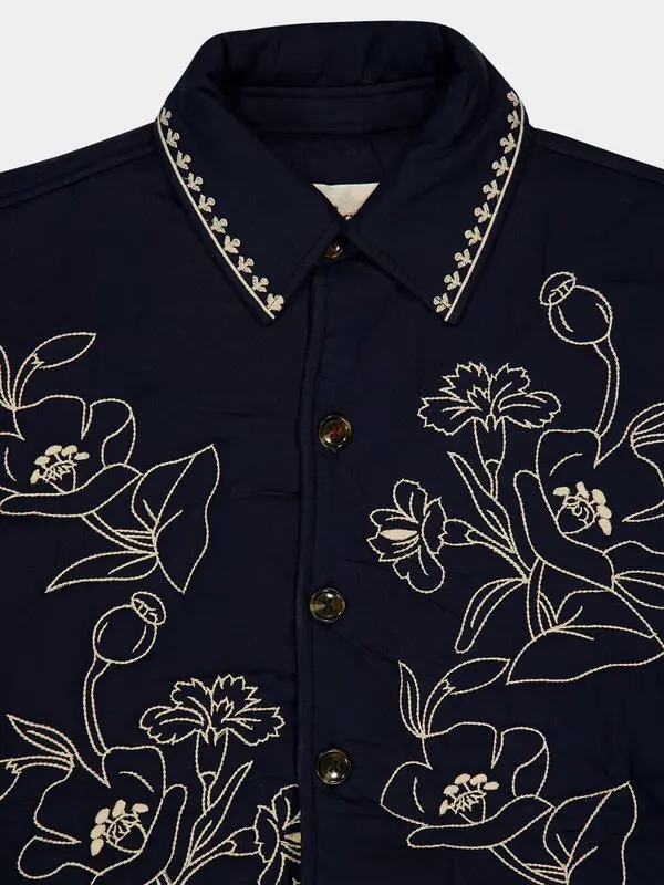 BAZISZT Cotton Jacket With Floral Embroidery