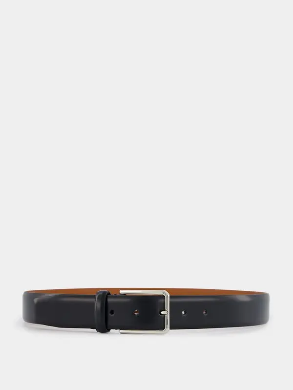 Santoni Buckle Leather Belt - Black