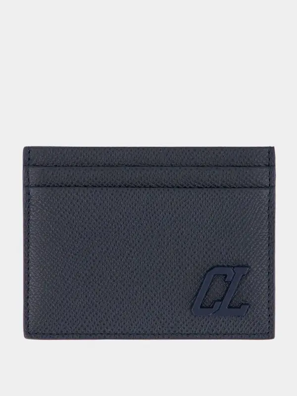 CHRISTIAN LOUBOUTIN Groovy Calf Leather Card Holder - Blue