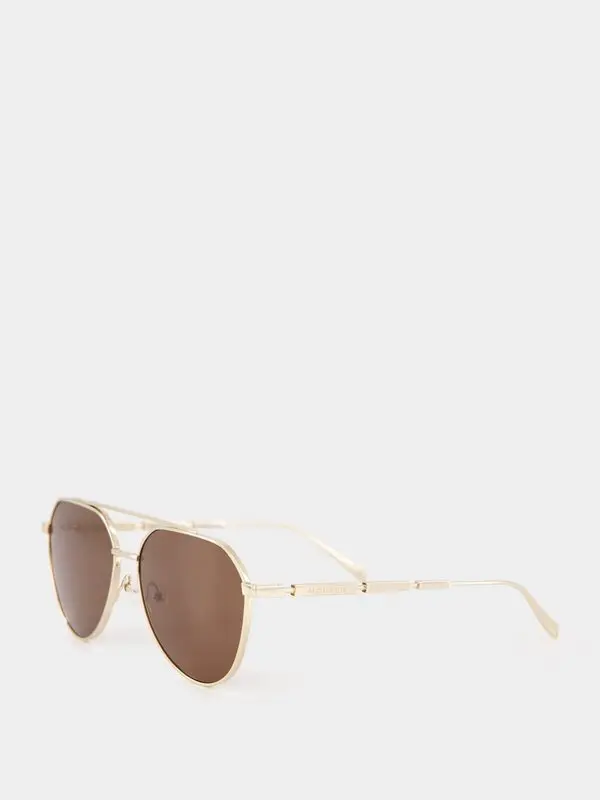 Alexander McQueen Metal Pilot Sunglasses - Gold