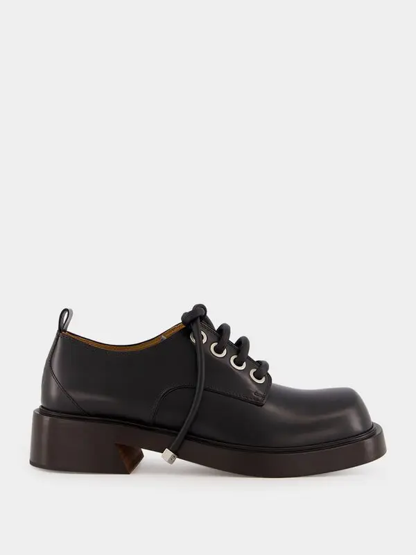 Alexander McQueen Leather Lace-up Derby Shoes With Square Toe