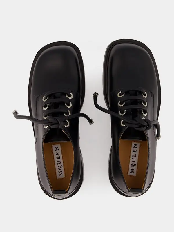 Alexander McQueen Leather Lace-up Derby Shoes With Square Toe