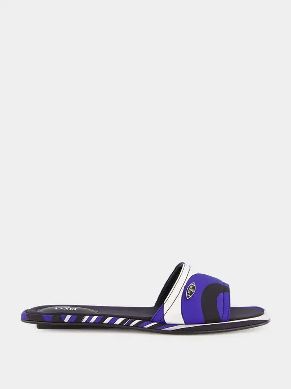 Emilio Pucci Baby Cialda Iride Silk Slides - Blue
