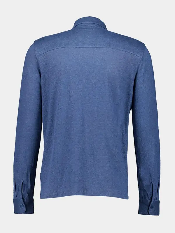 Majestic Filatures Taormina Long-sleeved Linen Shirt - Blue