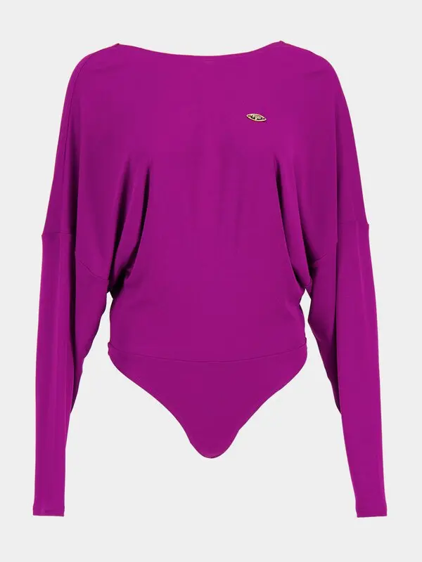 Emilio Pucci Ibiscus Fane Cape Sleeve Bodysuit - Purple