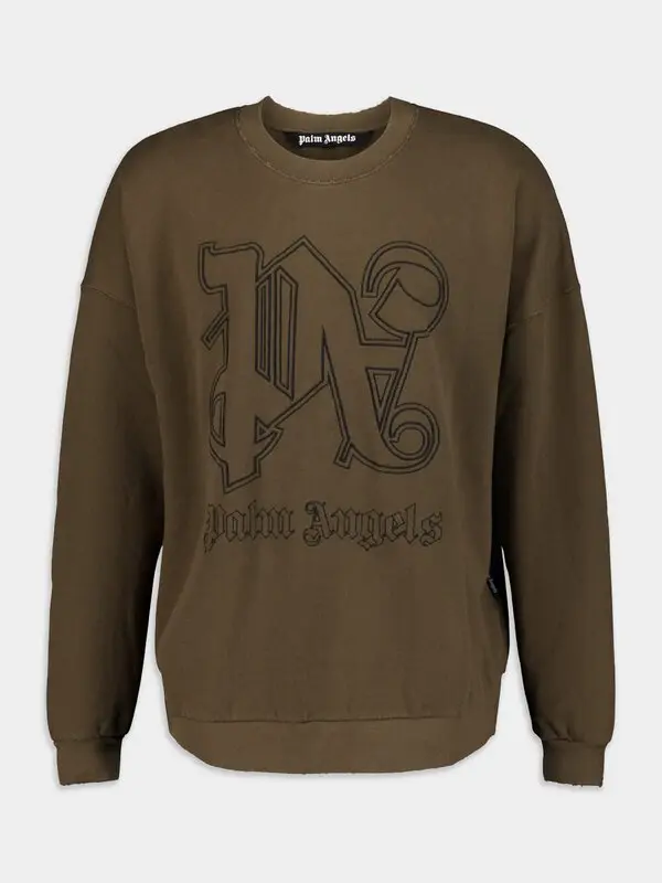 Palm Angels Embroidered-logo Cotton Sweatshirt - Brown