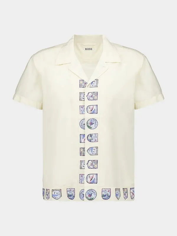 BODE Ecru Ski Season Short Sleeve Shirt - Beige