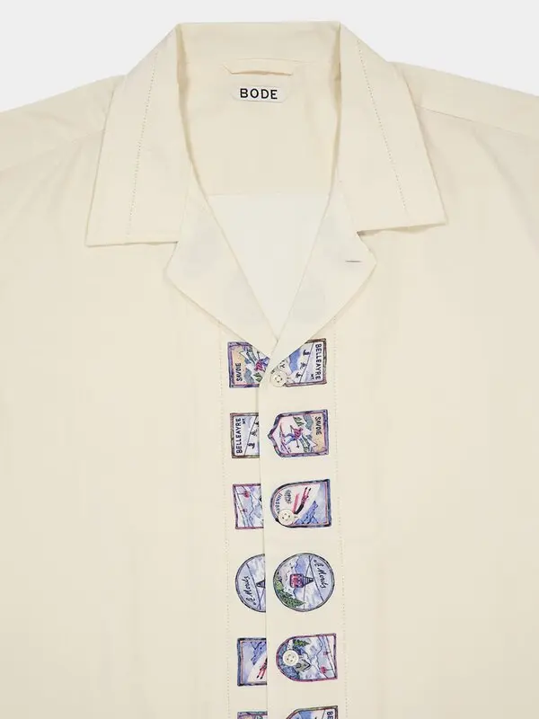 BODE Ecru Ski Season Short Sleeve Shirt - Beige