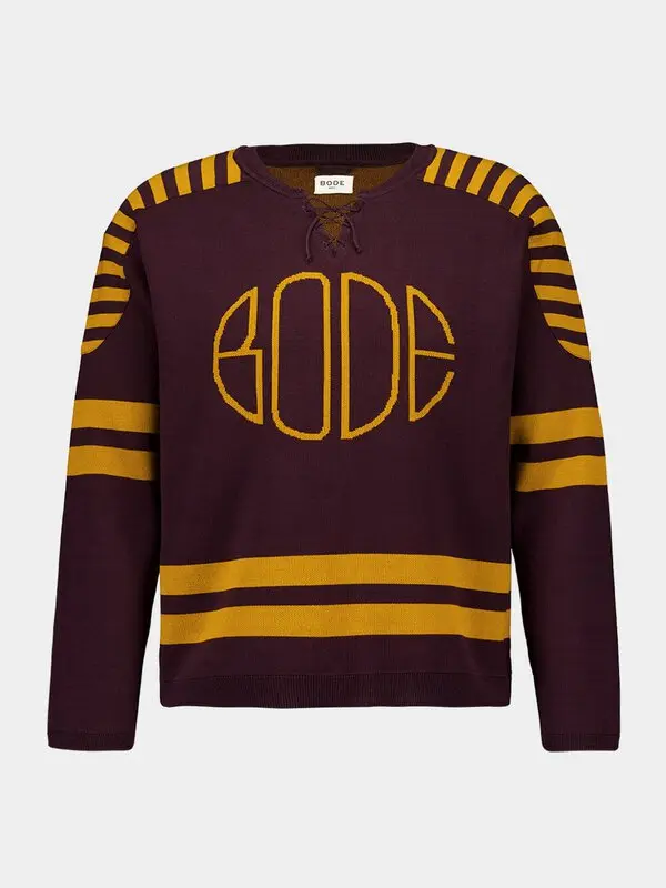 BODE Striped Jacquard Knit Sweater - Brown