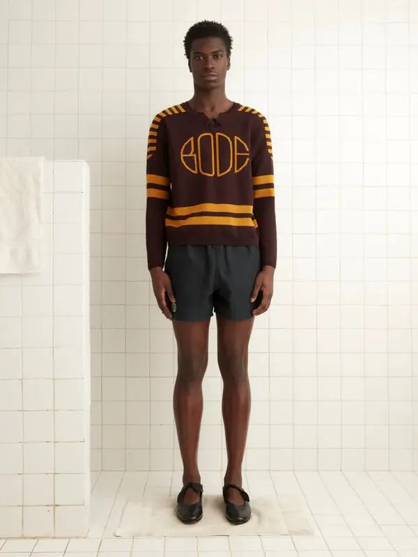BODE Striped Jacquard Knit Sweater - Brown