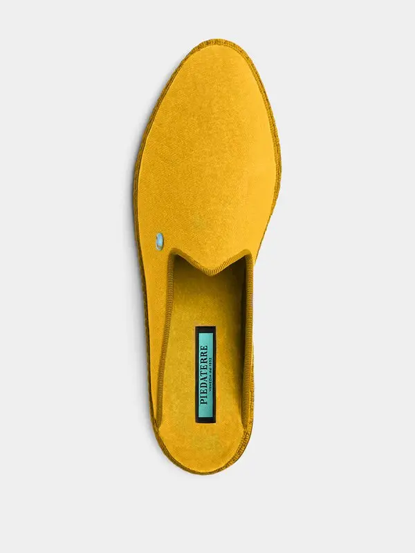 PIEDATERRE Dandy Cotton Velvet Slippers - Yellow