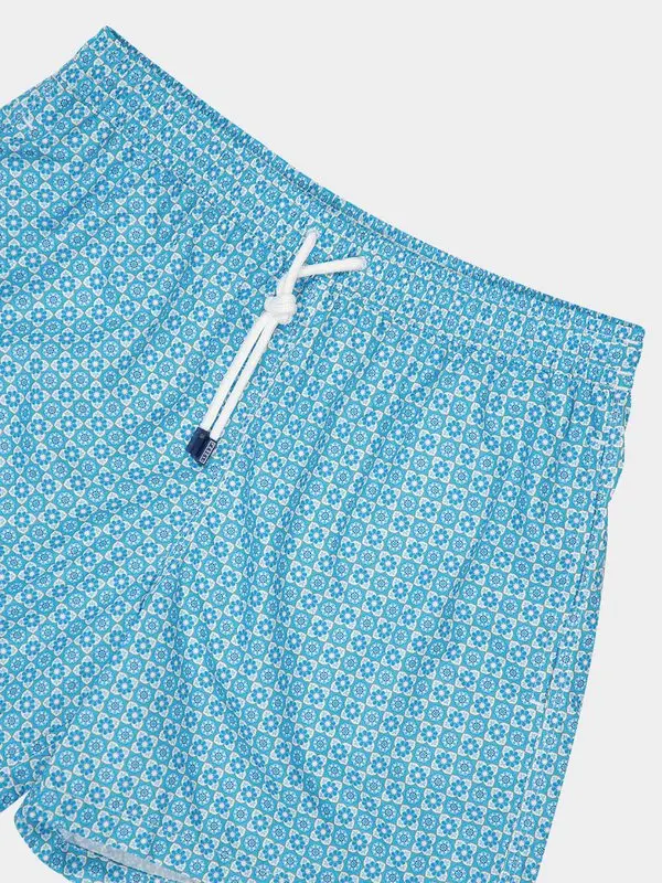 Fedeli Madeira Chess Pattern Swim Trunks - Blue