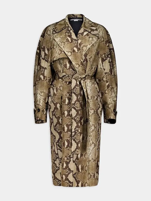 Stella McCartney Python-print Belted Trench - Brown