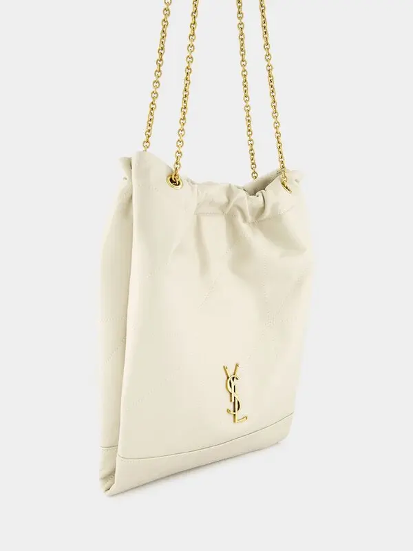 Saint Laurent Jamie Pochon Lambskin Pouch - Cream