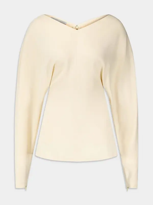 Stella McCartney Stitched V-neck Long-sleeve Blouse - Cream