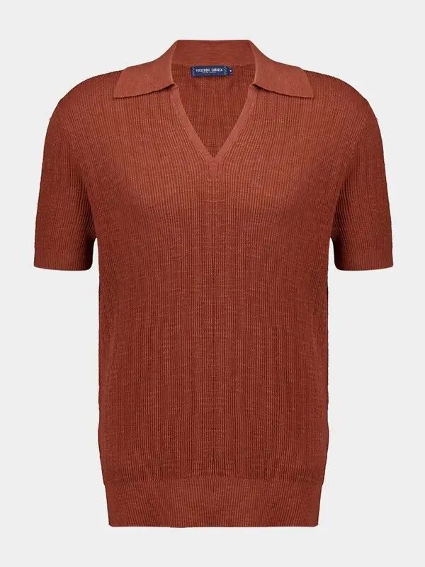 Frescobol Carioca V-neck Joaquim Cotton Polo Shirt - Brown