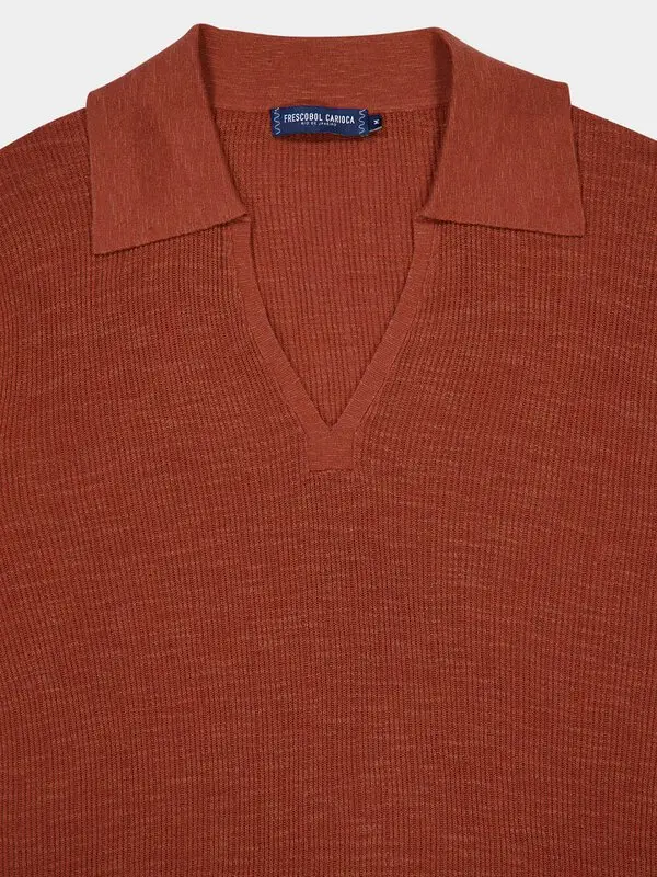 Frescobol Carioca V-neck Joaquim Cotton Polo Shirt