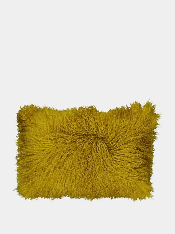 Maison De Vacances Tibetan Goat Hair And Linen Cushion - Yellow
