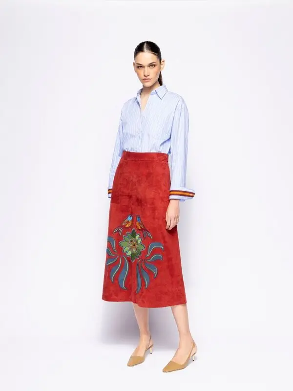 PAULA Striped Oversized Relaxed Fit Shirt - Orange