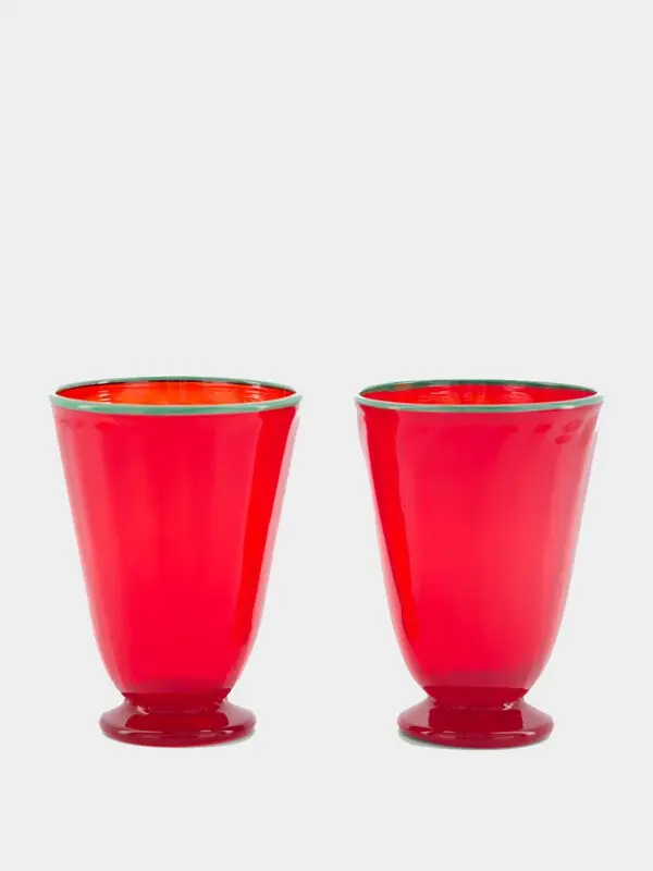 La DoubleJ Set Of 2 Murano Water Glasses - Red