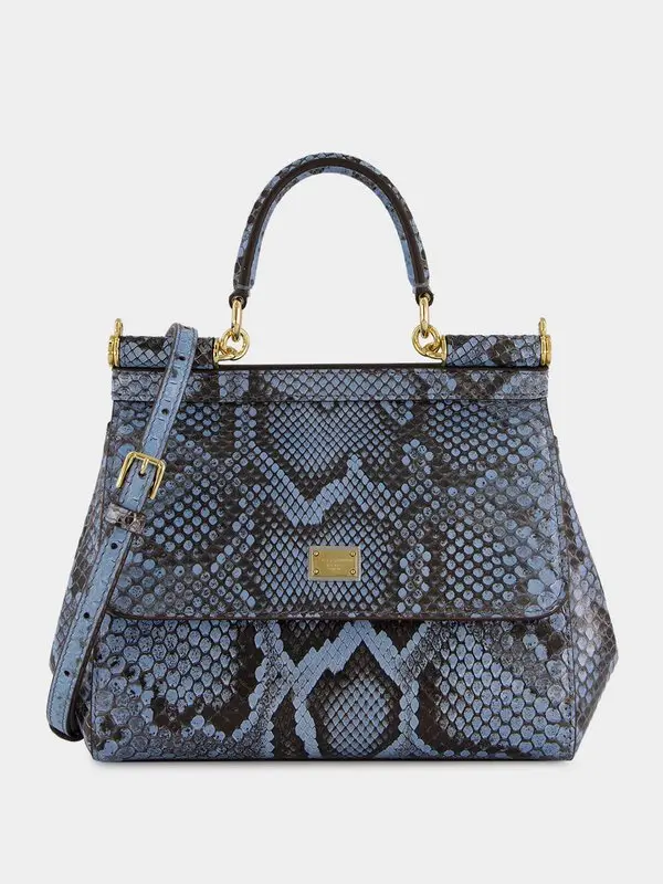 Dolce & Gabbana Sicily Python Handbag - Blue