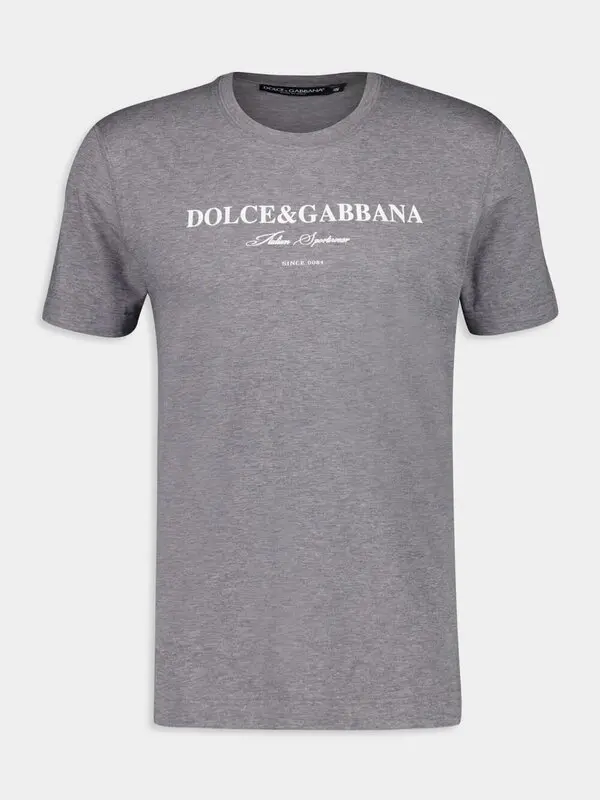 Dolce & Gabbana Melange Cotton T-shirt With Logo Print