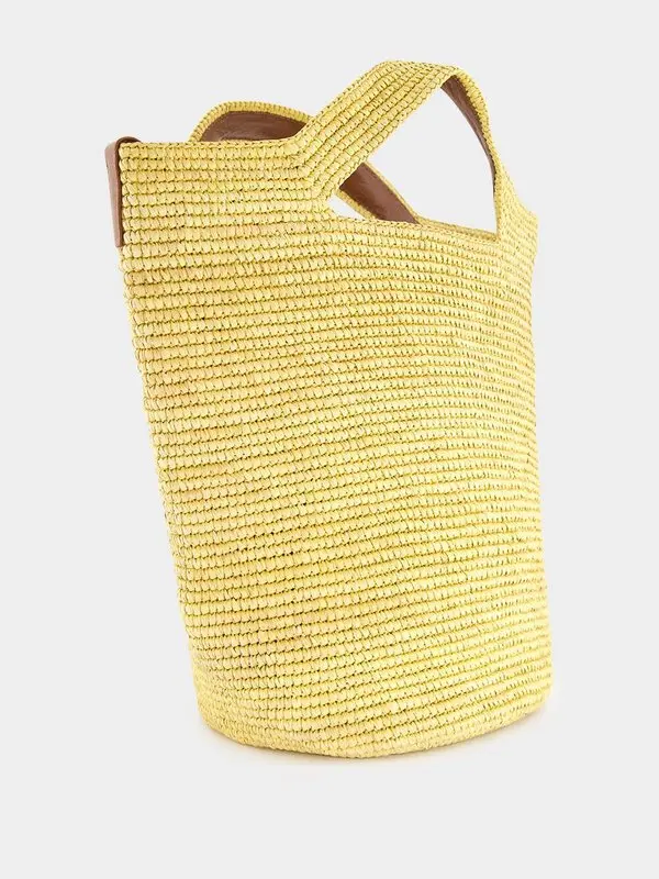 SENSI STUDIO Tall Toquilla Straw Tote Bag - Beige