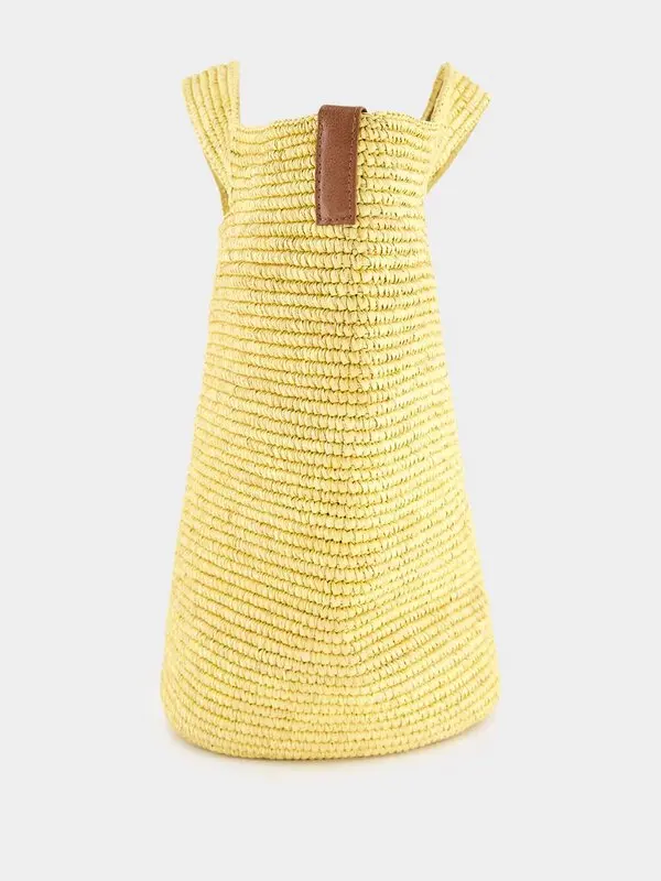 SENSI STUDIO Tall Toquilla Straw Tote Bag - Beige