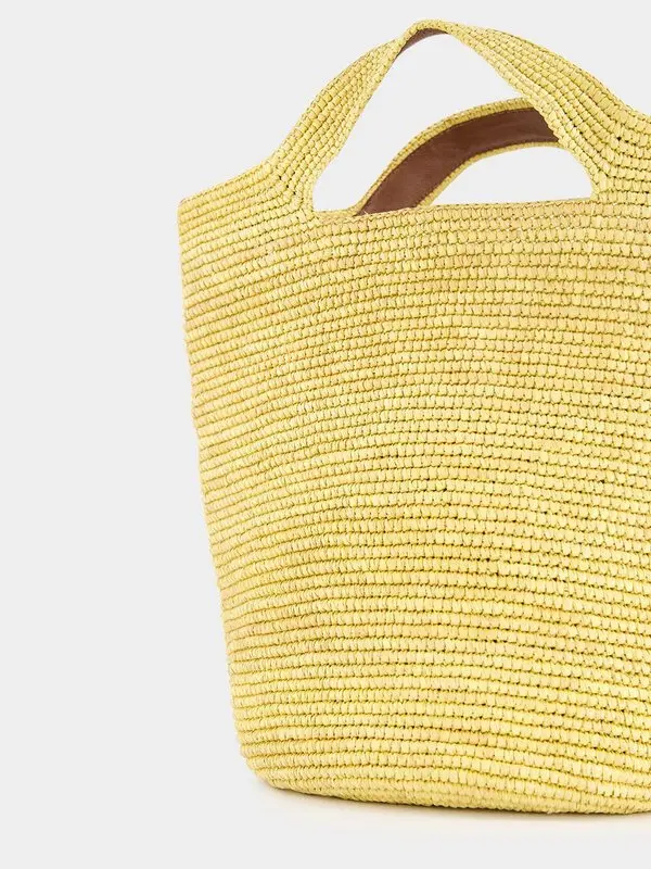 SENSI STUDIO Tall Toquilla Straw Tote Bag - Beige