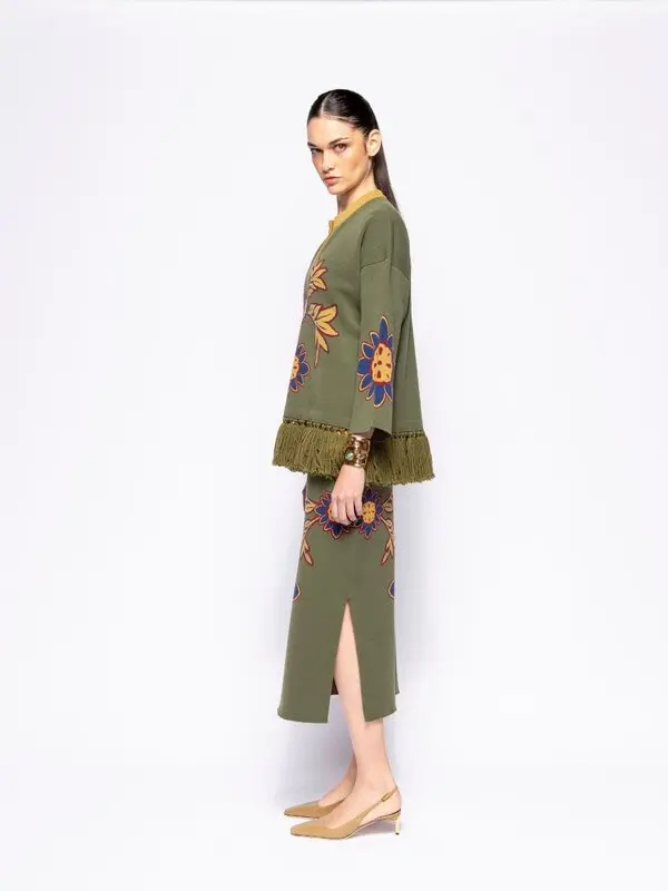 PAULA Jacquard Pencil Skirt - Multicolour
